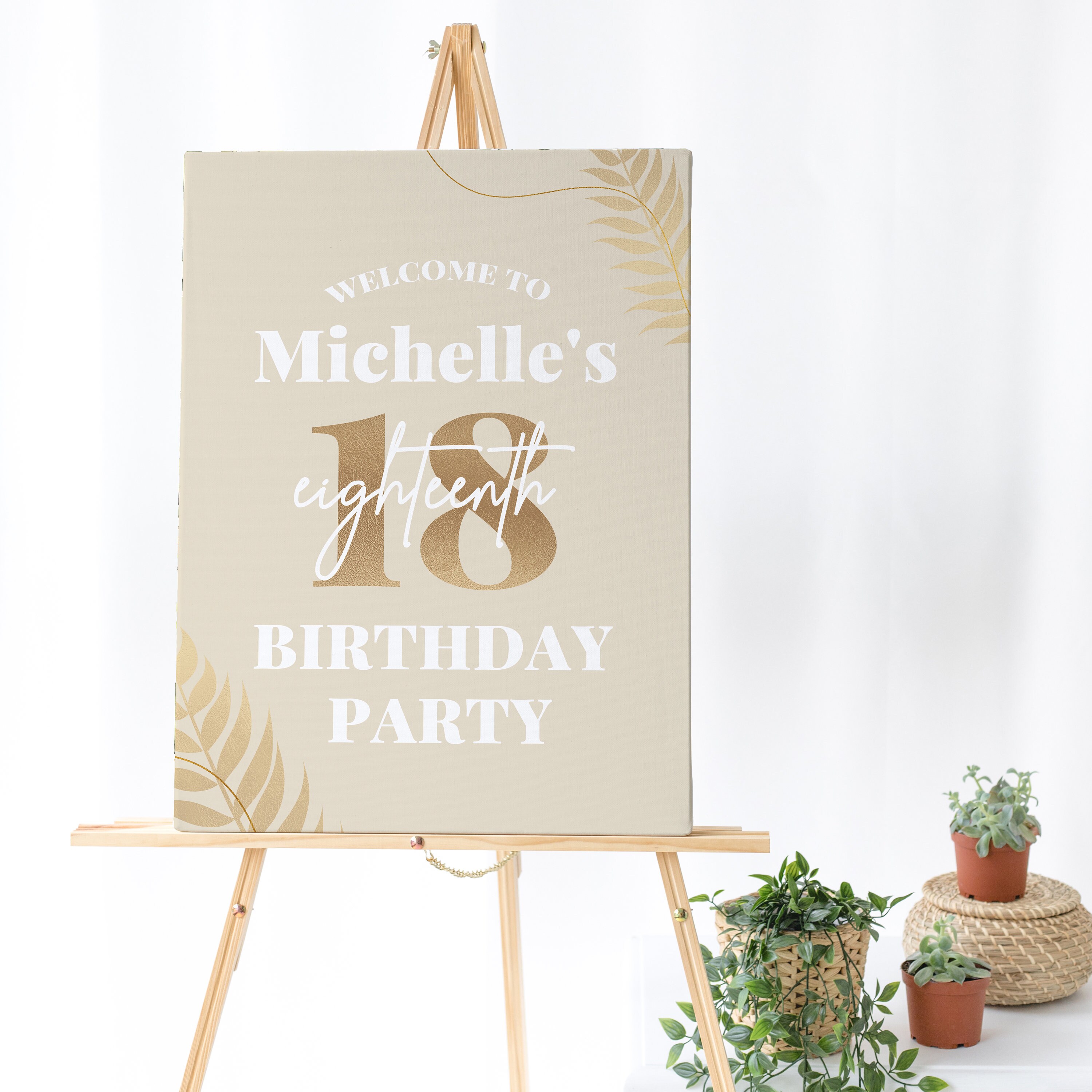 Champagne Gold Birthday Party Welcome Sign 18th Birthday - Etsy