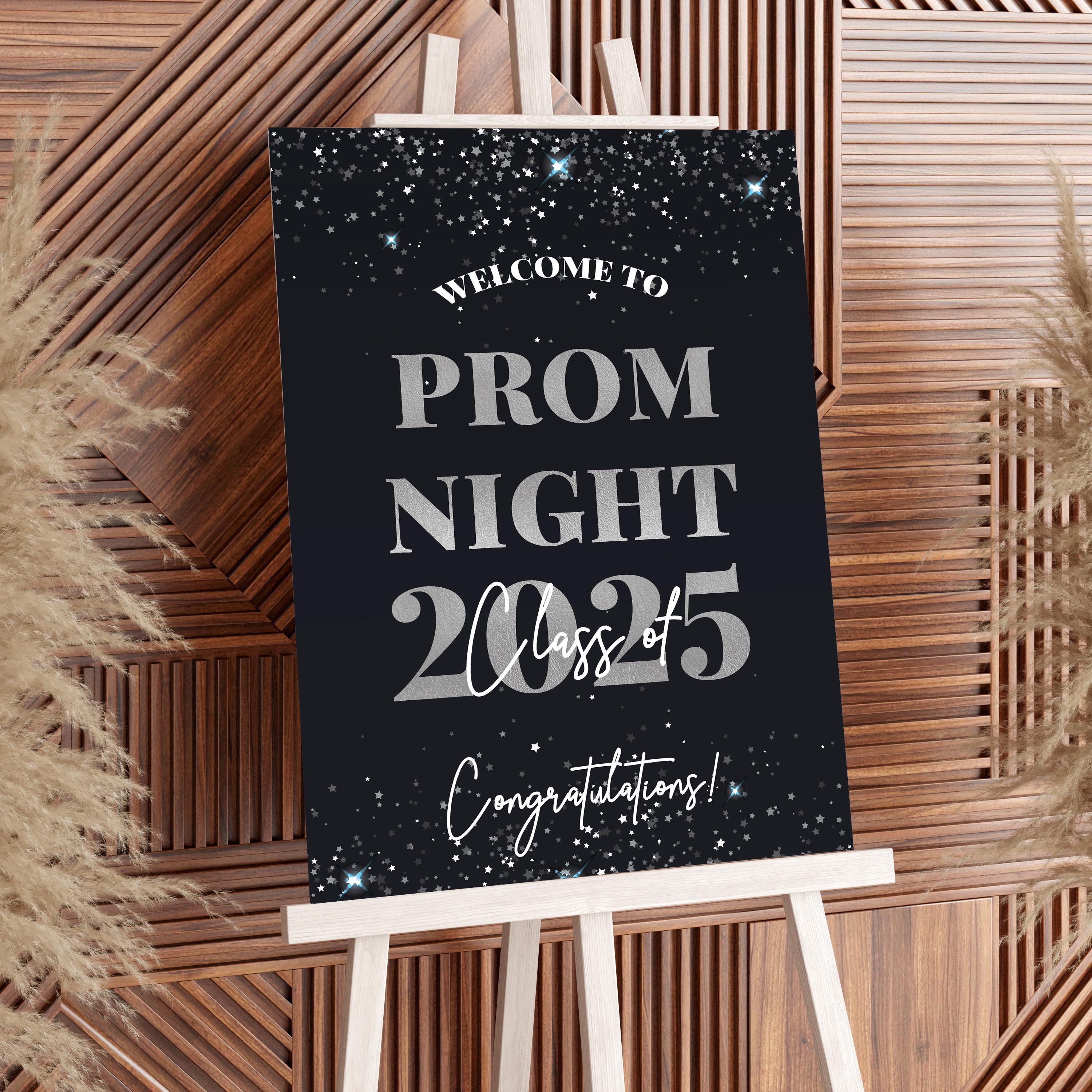 Prom Party Black Silver Selfie Frame & Party Sign, Prom Night ...