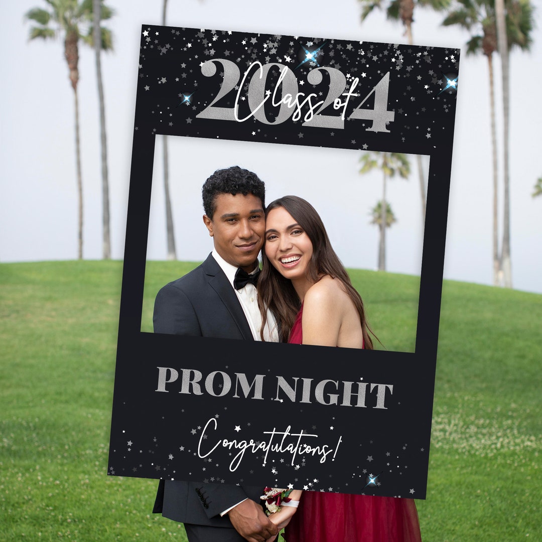 Prom Party Black Silver Selfie Frame & Party Sign, Prom Night ...