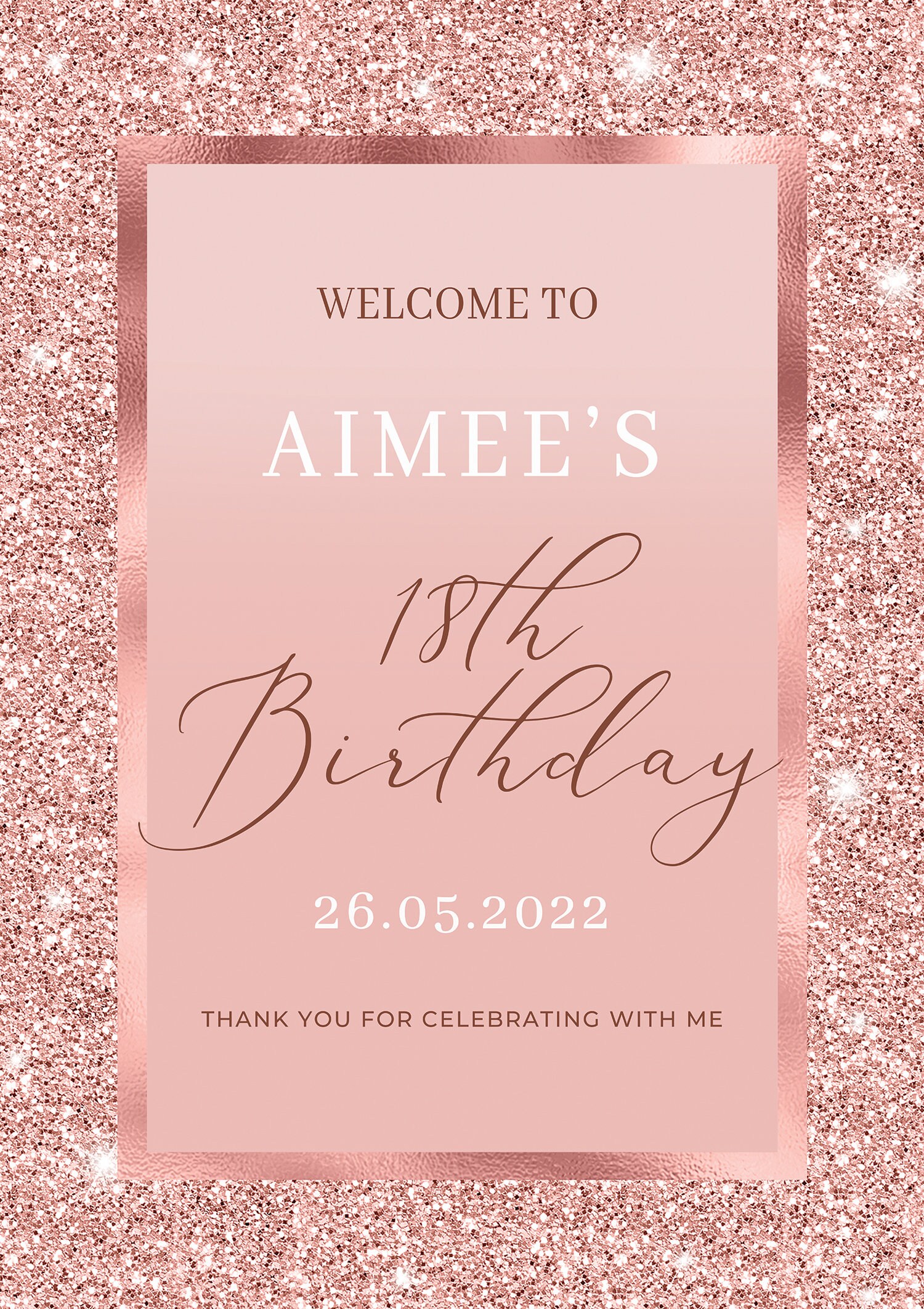 18th Birthday Party Welcome Sign Rose Gold Birthday Sign | Etsy UK