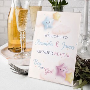 Gender Reveal Selfie Frame, Pink and Blue Star Baby Gender Reveal ...