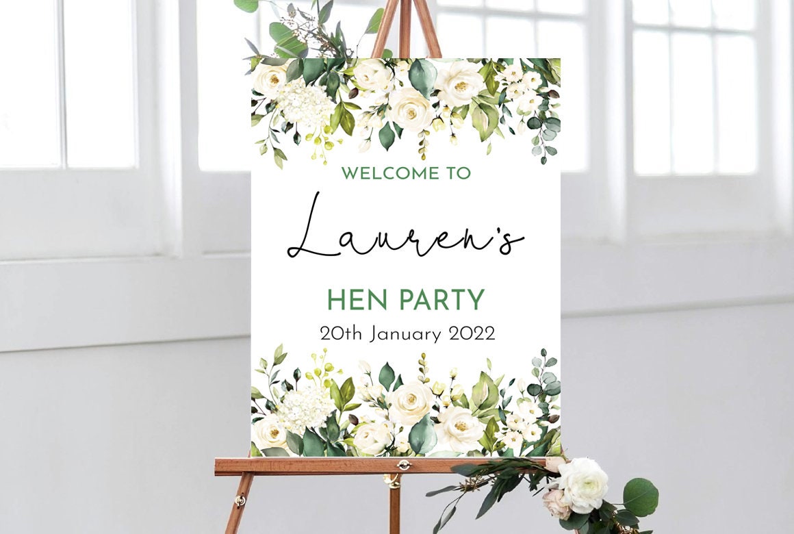 WHITE ROSE Hen Party Welcome Sign White Roses Welcome Sign - Etsy UK