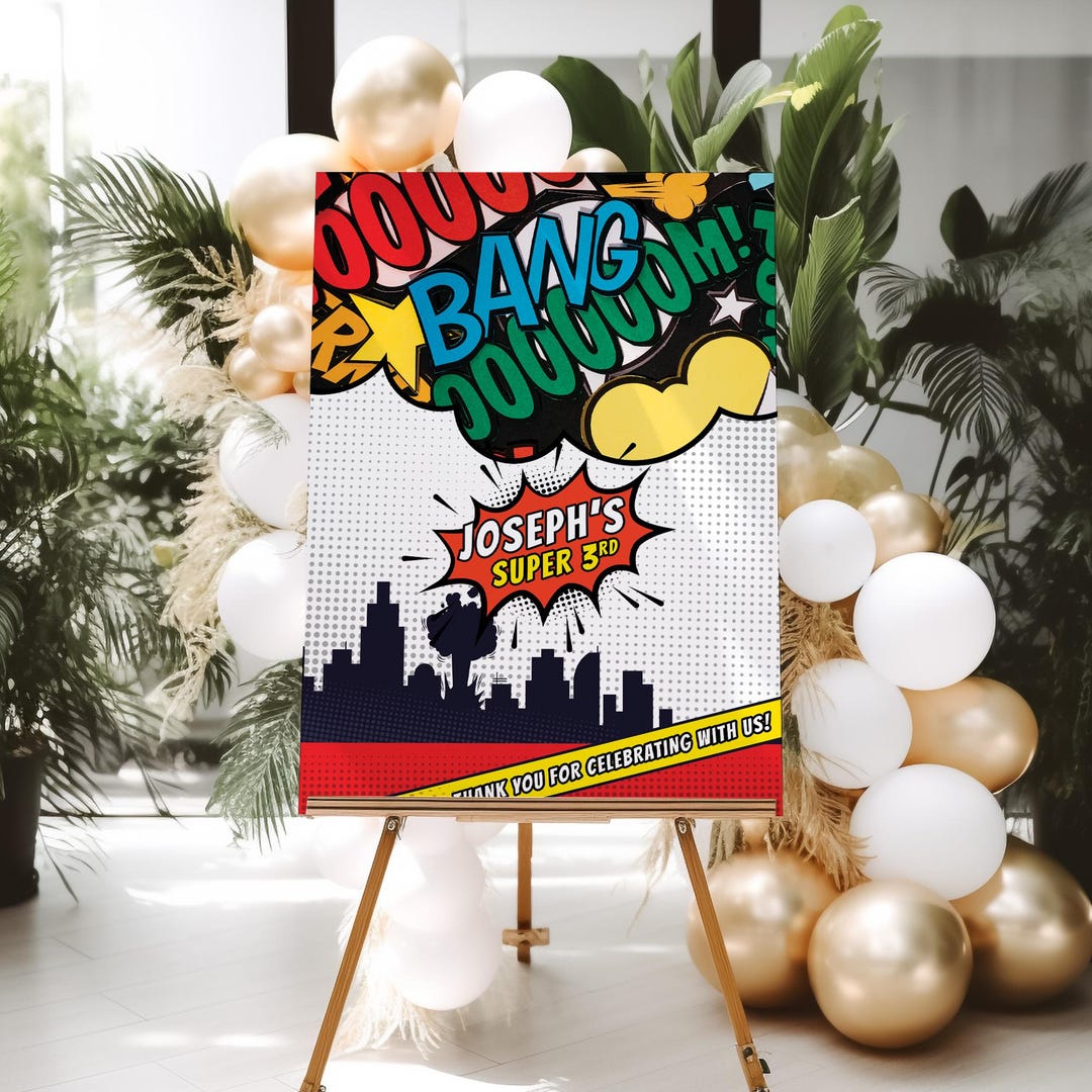 Superhero Birthday Sign, Superhero Welcome Sign, Superhero Party Sign ...