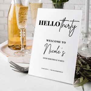 Hello Thirty Birthday Selfie Frame and Party Sign, 30th Birthday ...