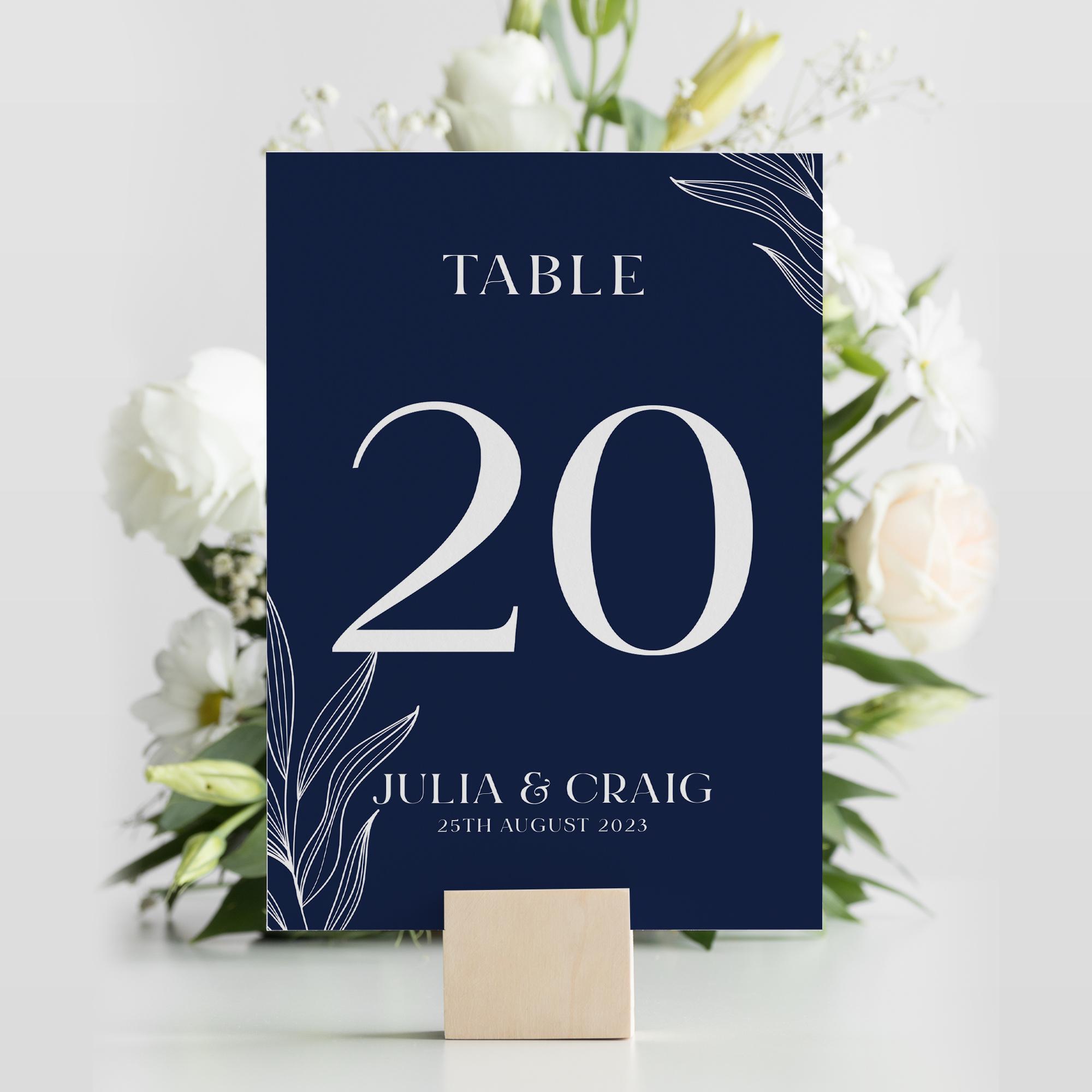 Navy Wedding Table Number Cards, Navy Floral Table Number Cards - Etsy UK