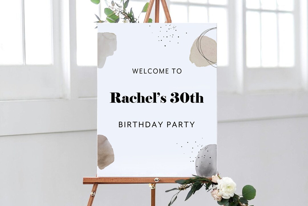 Birthday 30th Party Decoration, Modern Birthday Sign Printable ...
