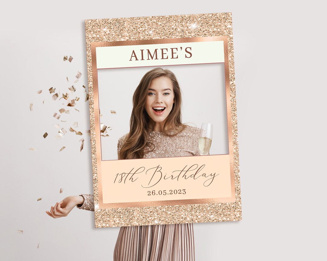 Gold Birthday Selfie Frame and Matching Party Sign, Photobooth Party ...