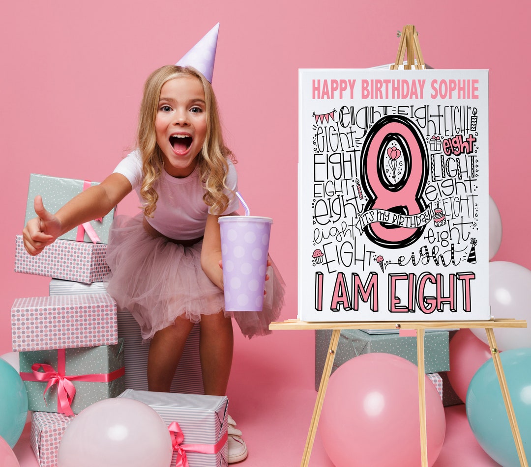 8th Birthday Sign, 8th Birthday Decorations, 8th Birthday Banner, 8th ...