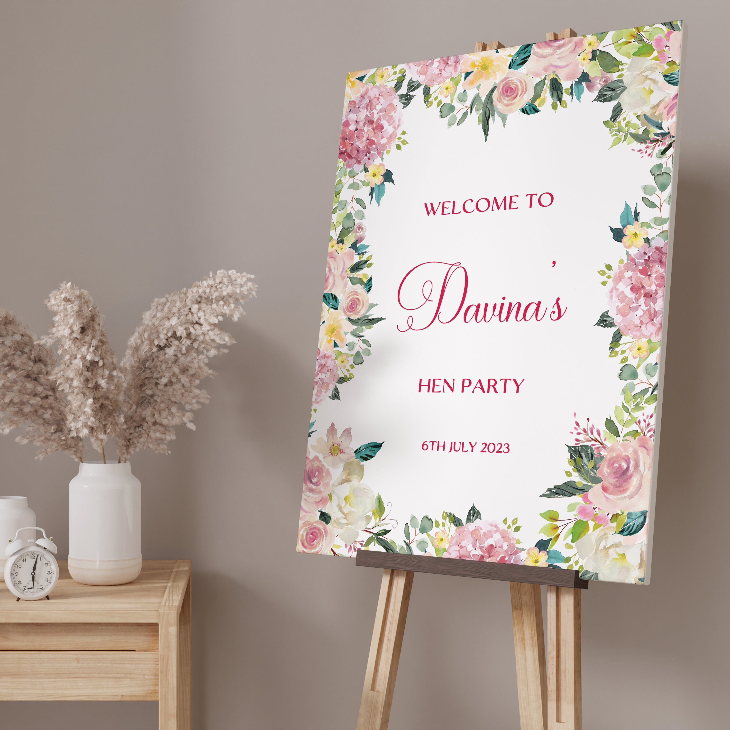 Pink Floral Hen Party Welcome Sign Hen Do Welcome Sign - Etsy UK