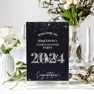 School Leavers Selfie Frame and Party Sign, Black and Silver Last Day ...