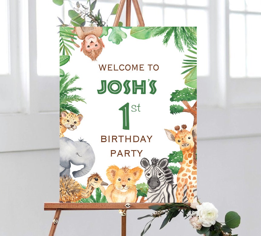 Safari Birthday Welcome Sign Jungle Party 1st Birthday 2nd - Etsy UK