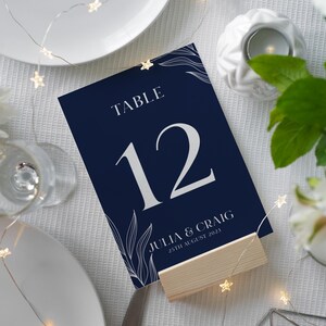 Navy Wedding Table Number Cards, Navy Floral Table Numbers, Table Decor ...