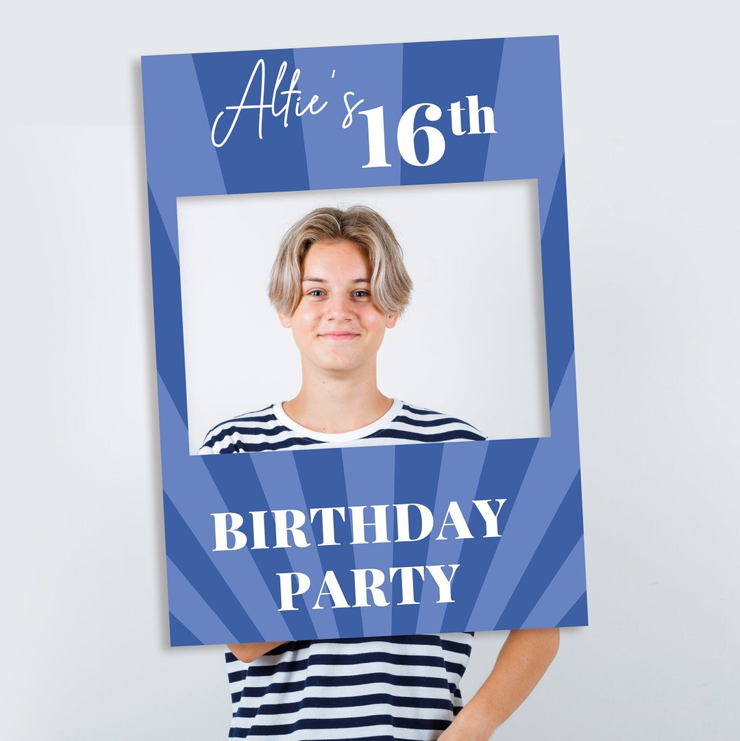 16th Birthday Party Selfie Frame and Party Sign, Boy 16th Party ...