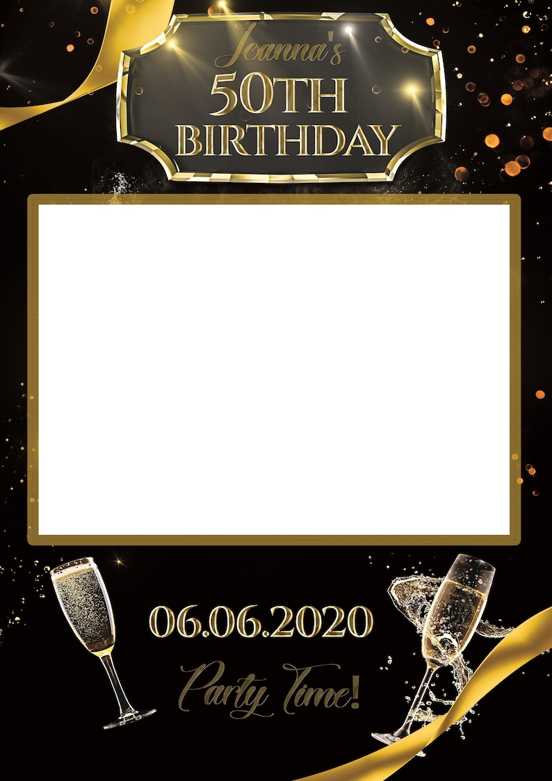 50th Photo Booth Frame, Printed or Digital Selfie Frame, Birthday ...