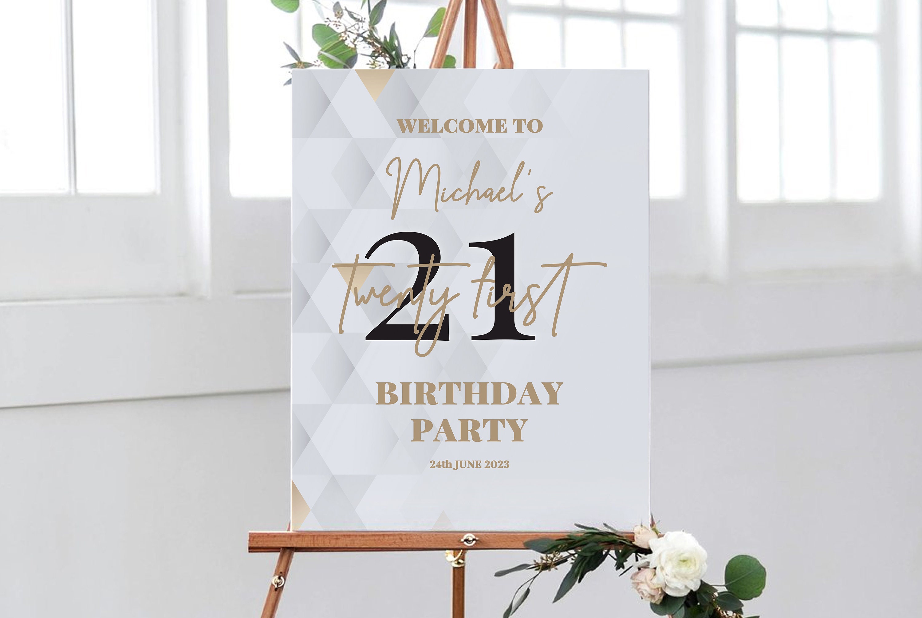 21st Birthday Party Welcome Sign 21st Modern Birthday Sign - Etsy UK