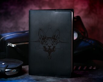Goth Satanic Cat Occult Leather Journal Notebook Cover | Etsy