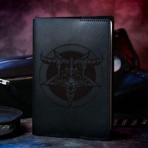 Goth Satanic Cat Occult Leather Journal Notebook Cover | Etsy