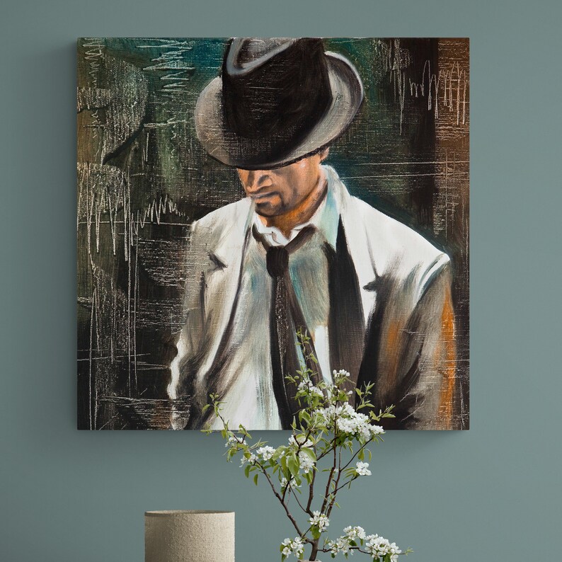 Mafia Man With Hat Fabian Perez Paint Textured Art Canvas - Etsy