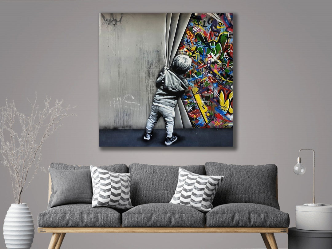 Banksy Child Banksy Kid Banksy Wall Art Street Art - Etsy