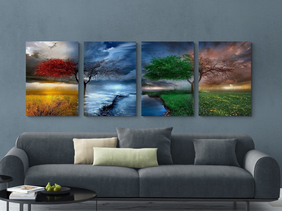 VIVALDI TREE, 4 Season Scene, Modern Office Decor, Seasons Art Print ...