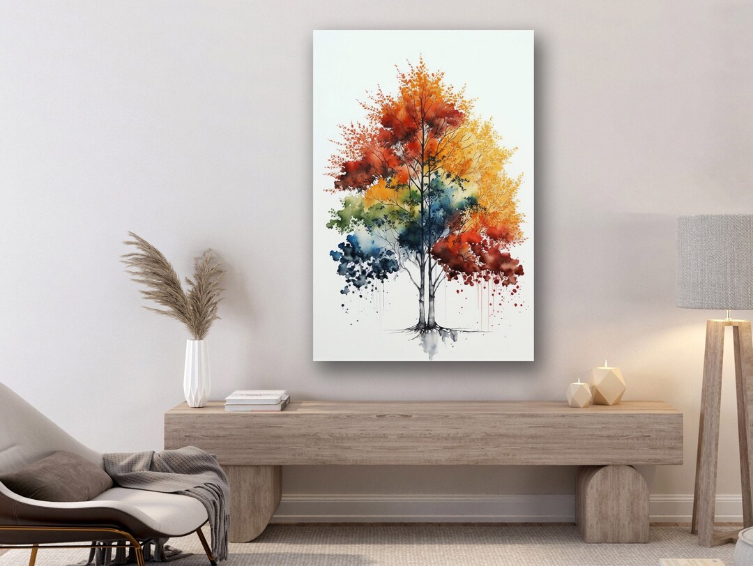 Autumn Tree Wall Art, Colorful Canvas, Abstract Wall Decor, Forest ...