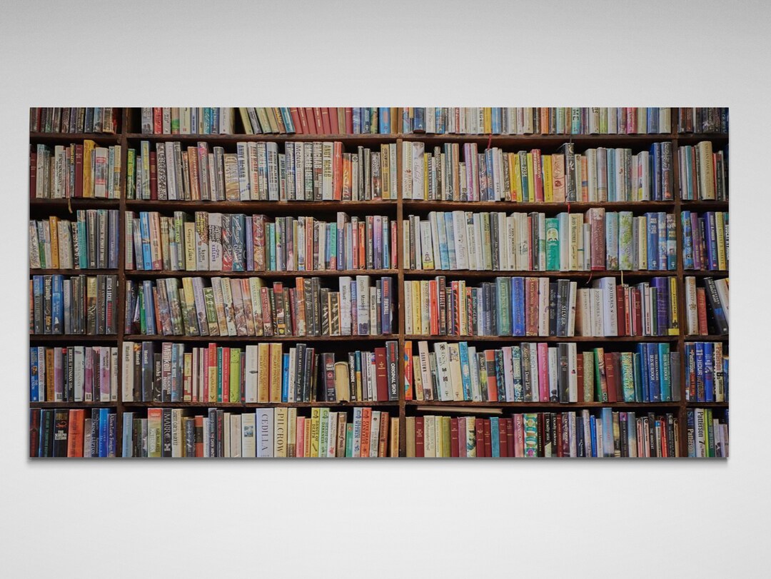 Literary Spectrum: A Canvas of Colorful Book Spines,bookshelf Art ...