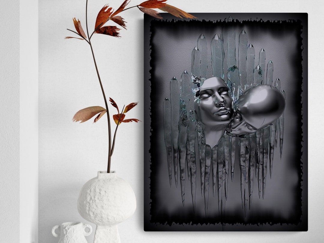 Silver Woman and Silver Man Face Portraitsilver Woman Man - Etsy