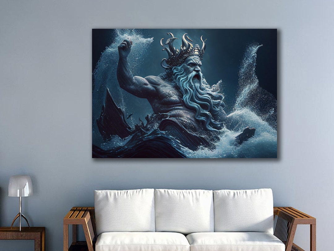 Poseidon Canvas Wall Art, Greek Mythology Canvas, Mythology God Canvas ...
