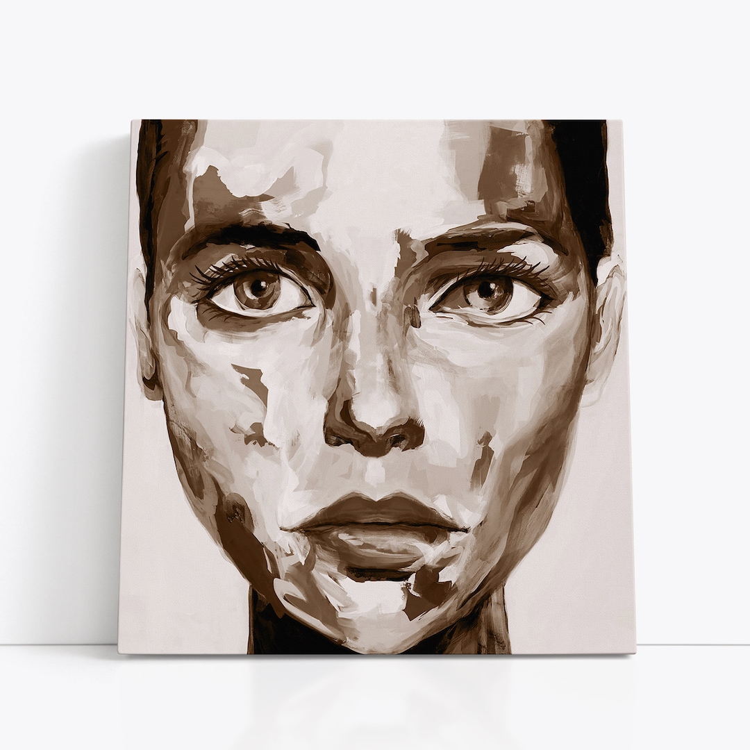 Sepia Stareminimalist Art Bold Brushstrokes Face Painting - Etsy