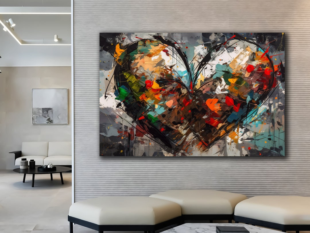 Abstract Heart Canvas Print, Colorful Heart Canvas Print, Love Heart ...