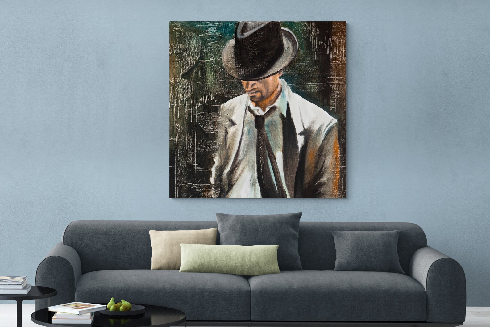 Mafia Man With Hat Fabian Perez Paint Textured Art Canvas - Etsy