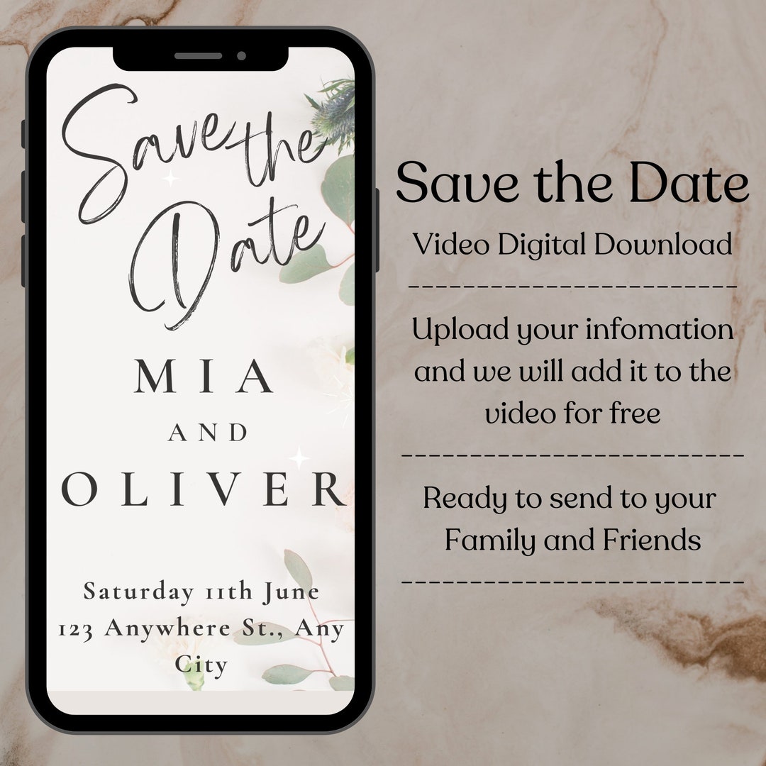 Personalised Digital Save the Date Animated Video With Custom - Etsy