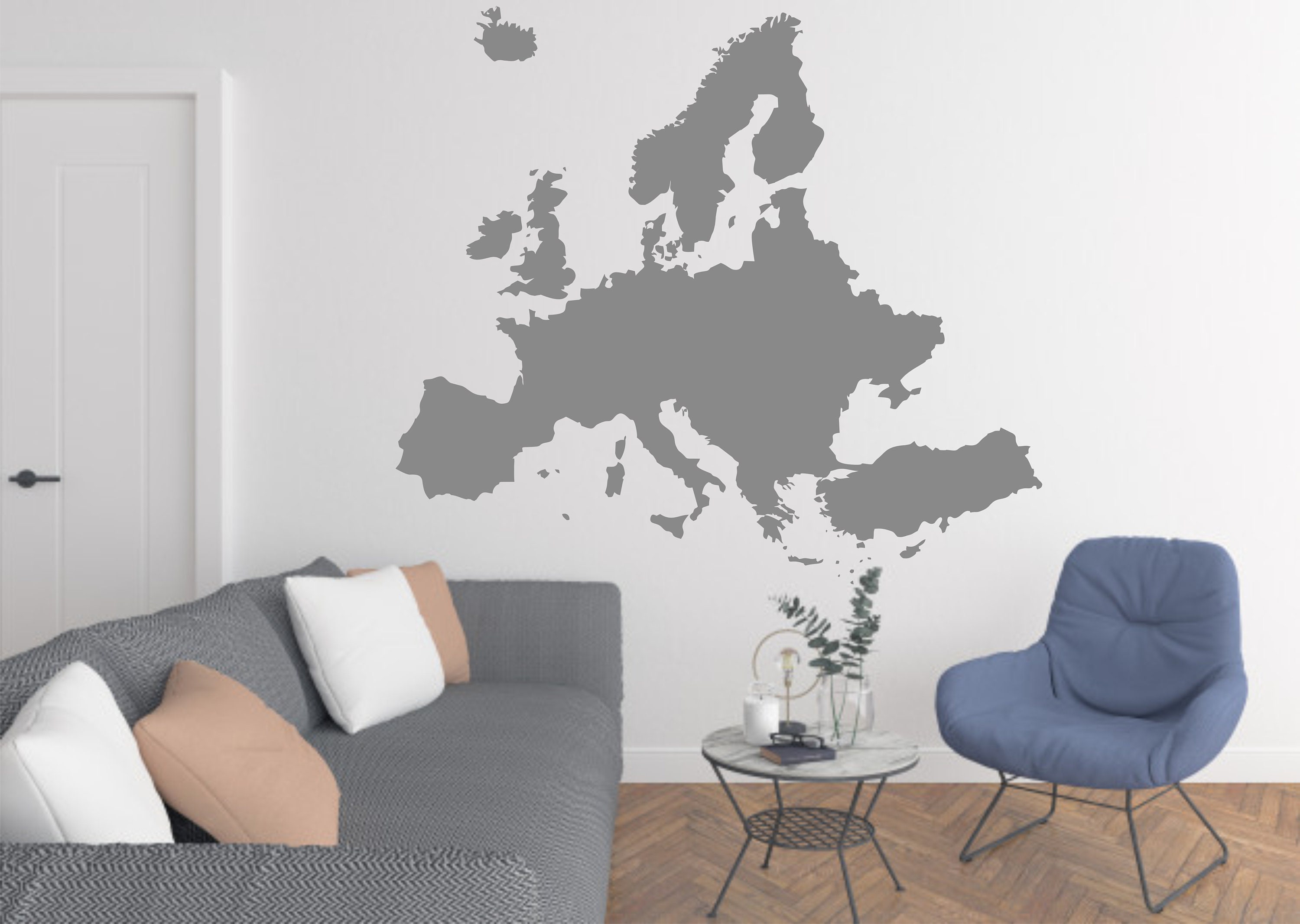Wall Decals & Murals Europe map sticker silhouette wall home office ...