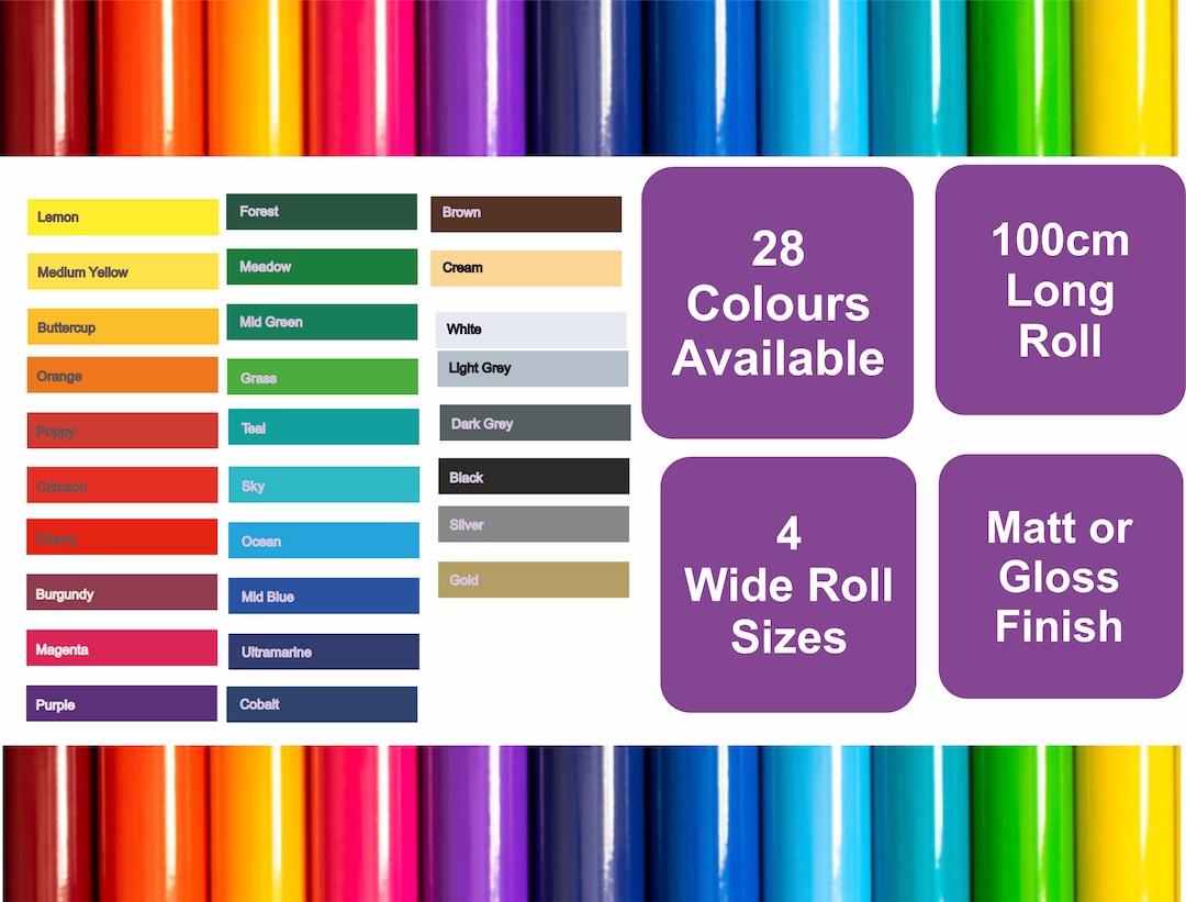 Gloss Matte Vinyl Rolls Vinyl Self Adhesive Vinyl Rolls 28 Colours ...