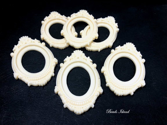 Oval Resin Base, Vintage Resin Frame, Vintage Resin Cabochon, Lace ...