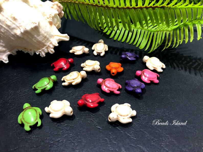 Stone Turtle Beads, Sea Turtles Beads, Colorful Carved Turtle Beads ...