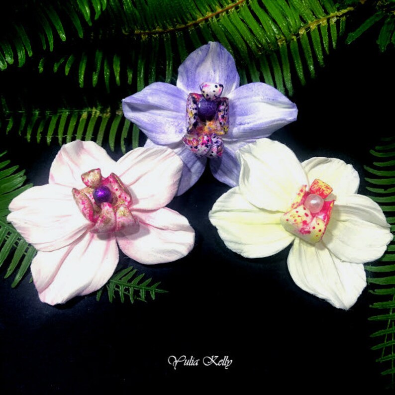Polymer Clay Orchid Flowers, Handmade Orchid Flowers Beads, Polymer ...