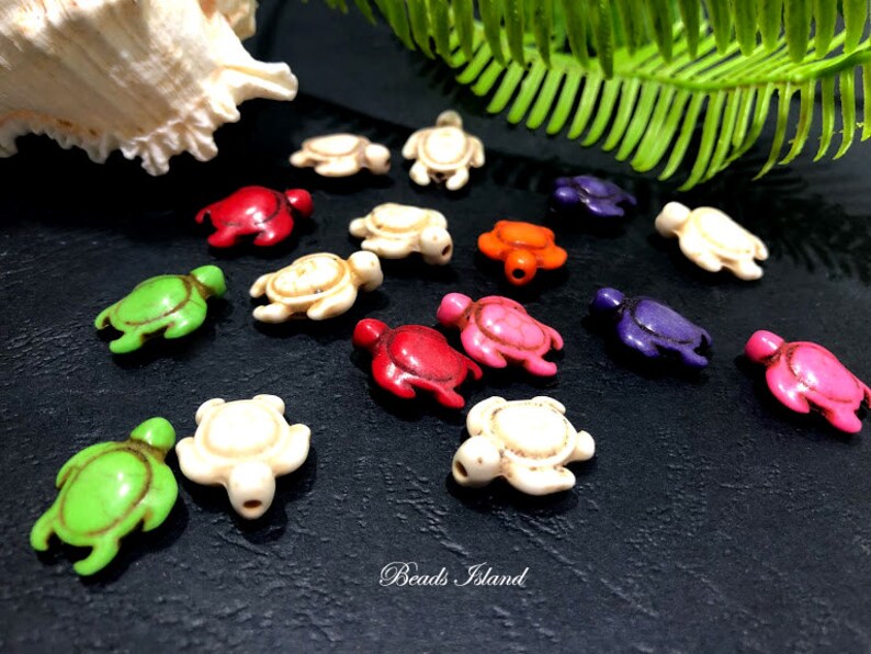 Stone Turtle Beads, Sea Turtles Beads, Colorful Carved Turtle Beads ...