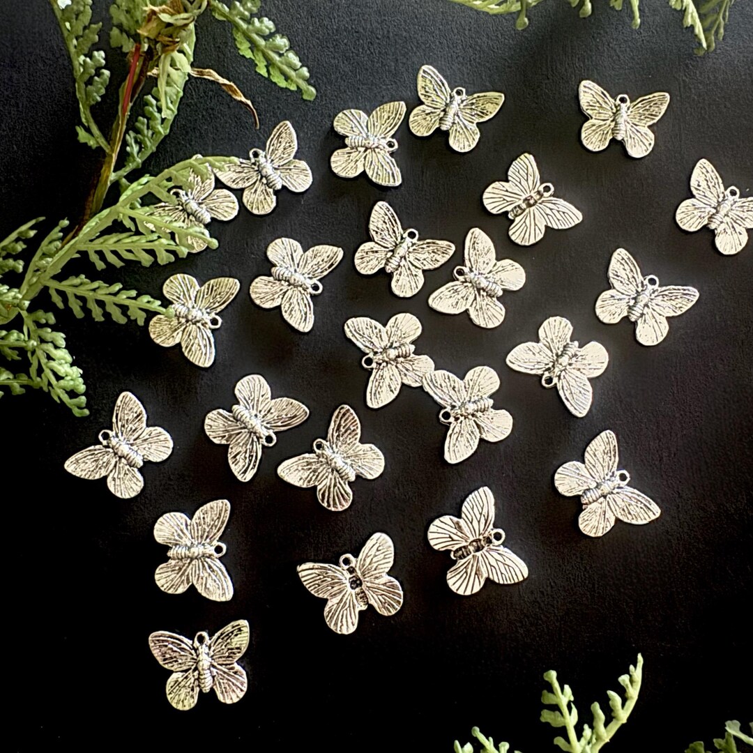 Small Silver Butterfly Charm, DIY Jewelry Link, 5pcs - Etsy
