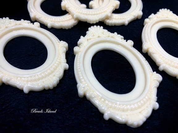 Oval Resin Base, Vintage Resin Frame, Vintage Resin Cabochon, Lace ...