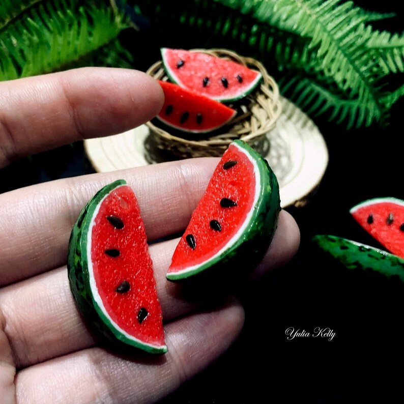 Watermelon Beads, Supplies DIY Watermelon Beads, Polymer Clay Beads ...