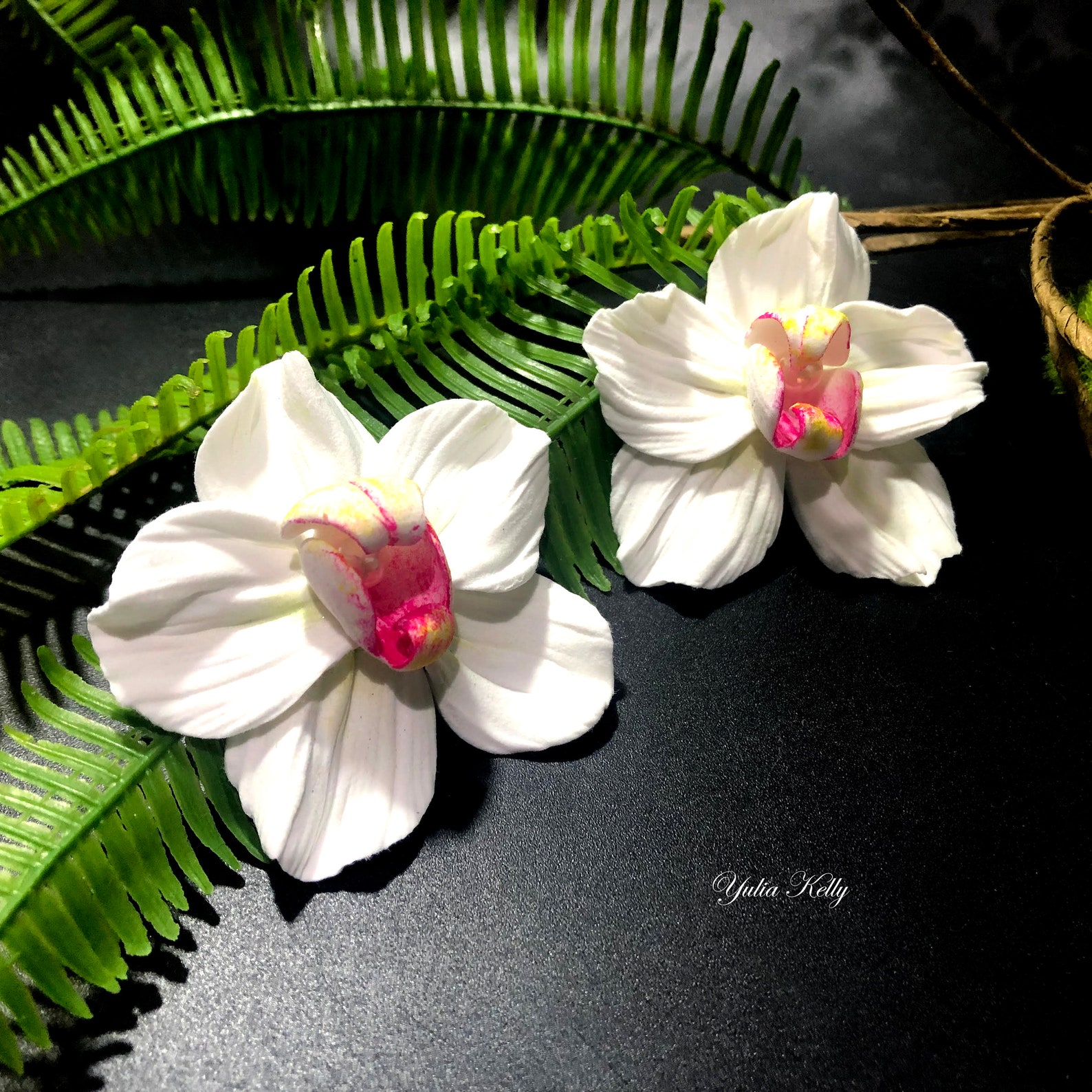 Polymer Clay Orchid Flowers, Handmade Orchid Flowers Beads, Polymer ...