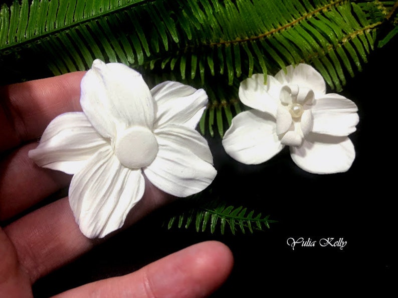 Polymer Clay Orchid Flowers, Handmade Orchid Flowers Beads, Polymer ...