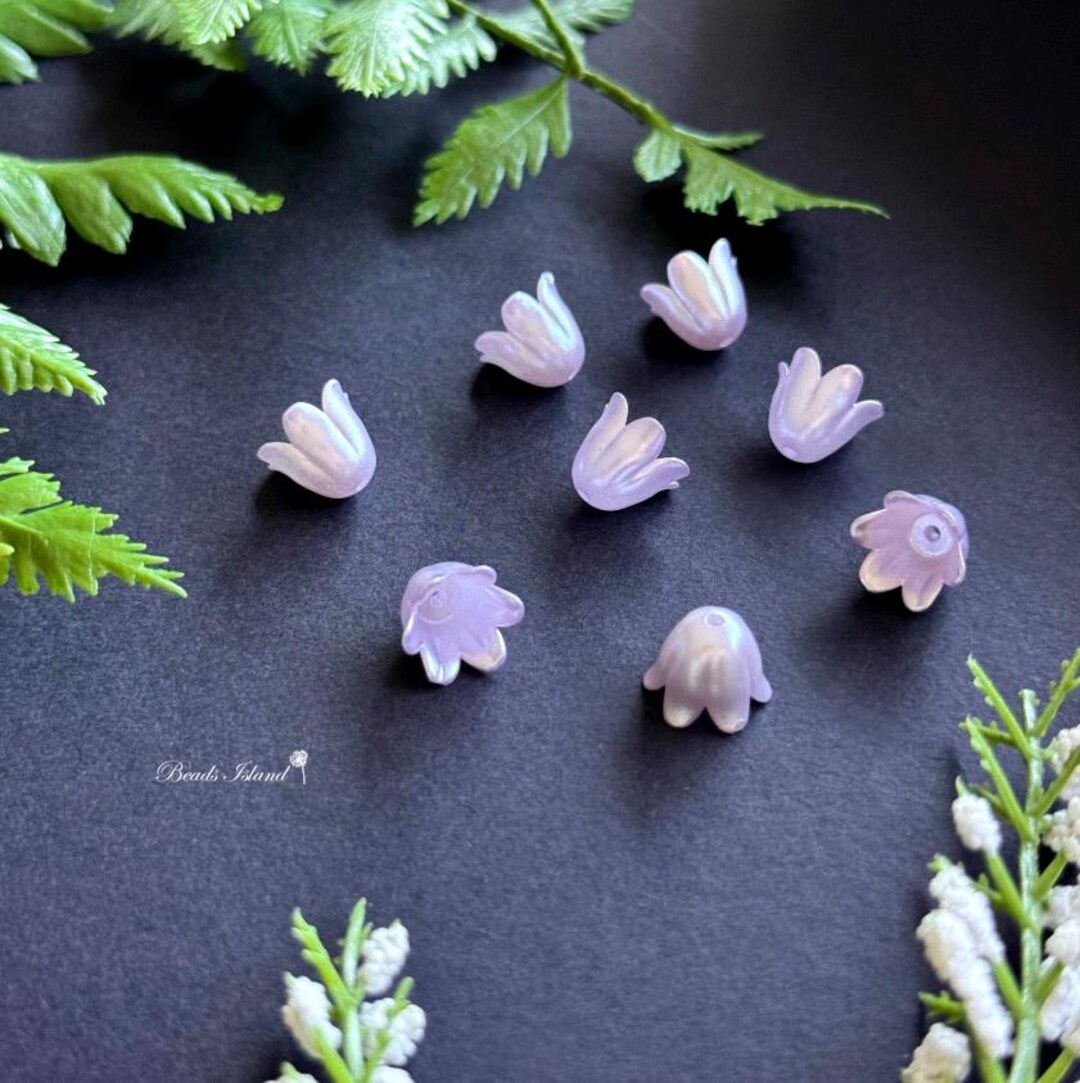 Light Purple Lily of the Valley Pearl Acrylic Flower Beads, 6pcs - Etsy