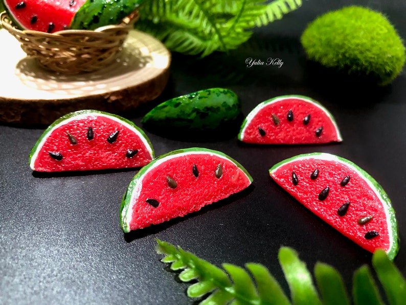 Watermelon Beads, Supplies DIY Watermelon Beads, Polymer Clay Beads ...
