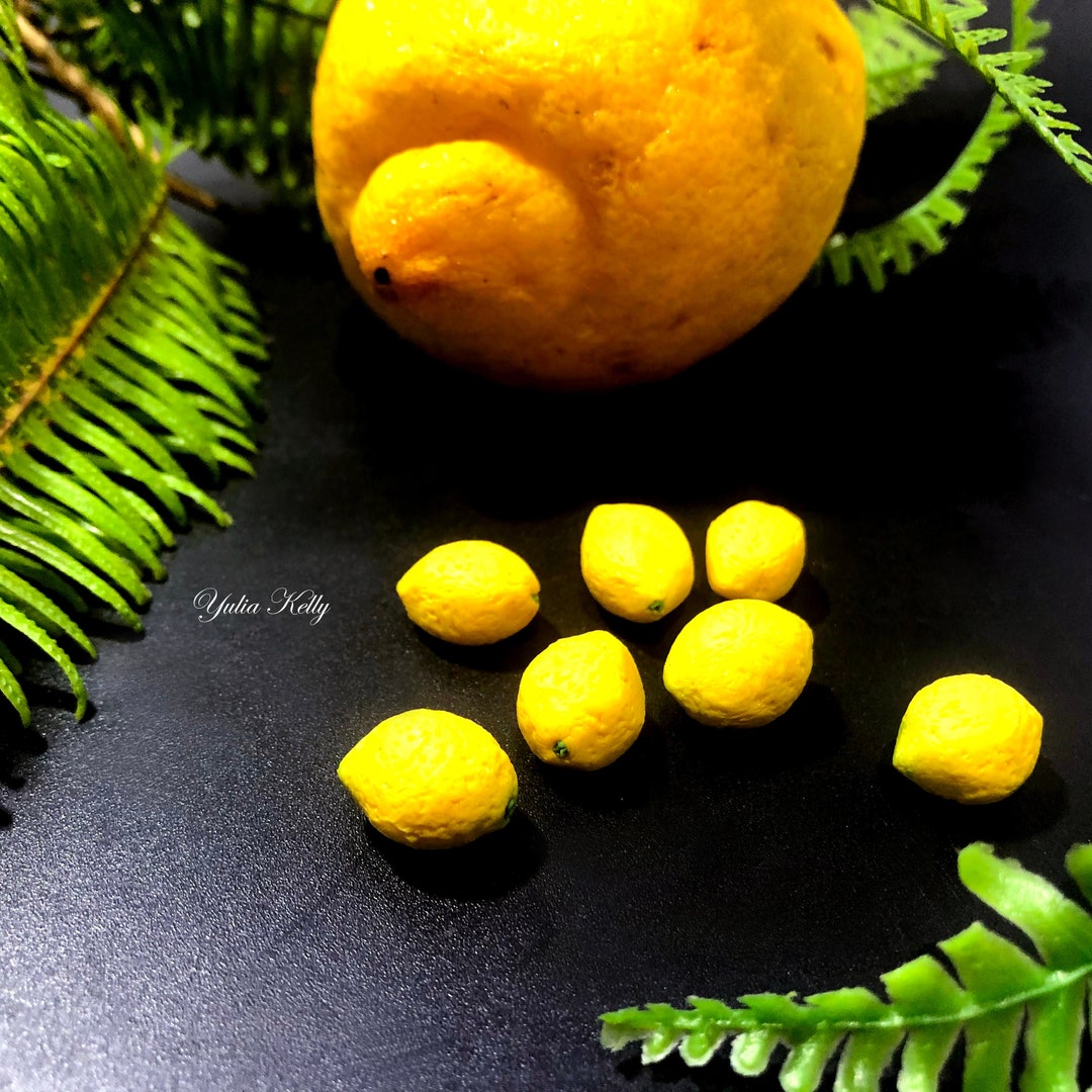 Polymer Clay Beads, Lemon Clay Beads, Lemon Fruit Beads, Yellow Lemon ...