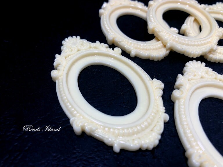 Oval Resin Base, Vintage Resin Frame, Vintage Resin Cabochon, Lace ...