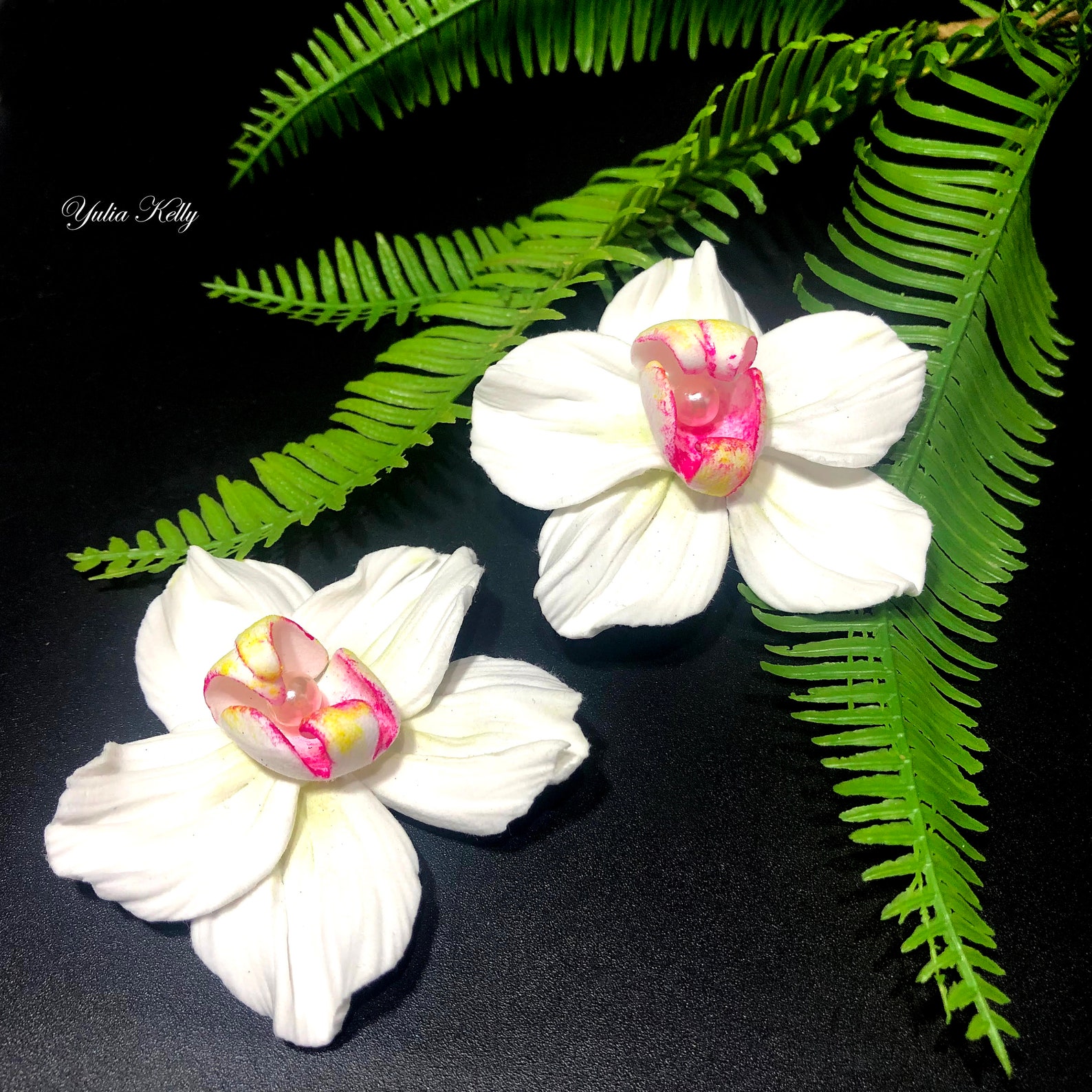 Polymer Clay Orchid Flowers, Handmade Orchid Flowers Beads, Polymer ...