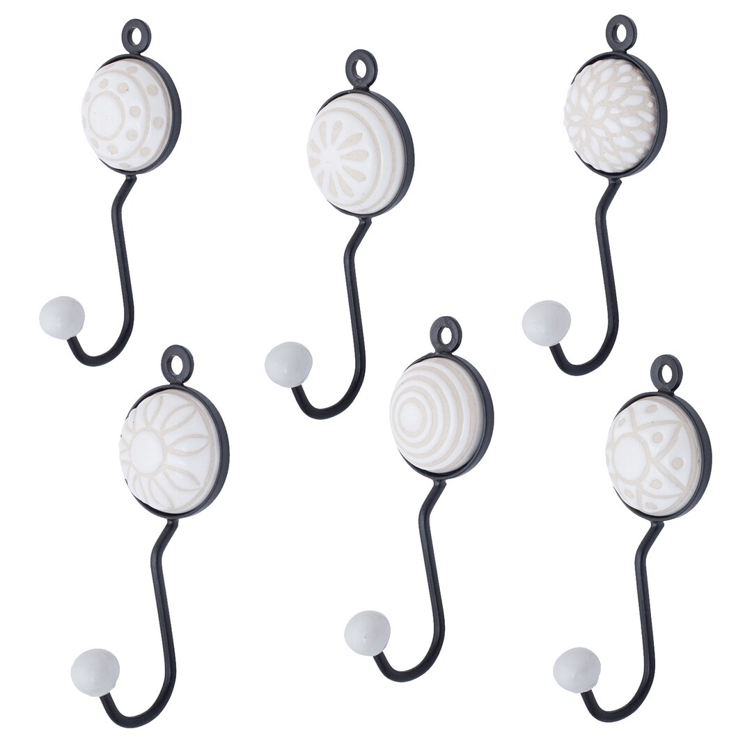 6 X Wardrobe Hook White Ceramic Wall Hook Clothes Hook Shabby - Etsy