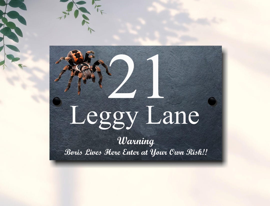 Tarantula Spider Slate House Sign – Custom Number & Name - Etsy UK